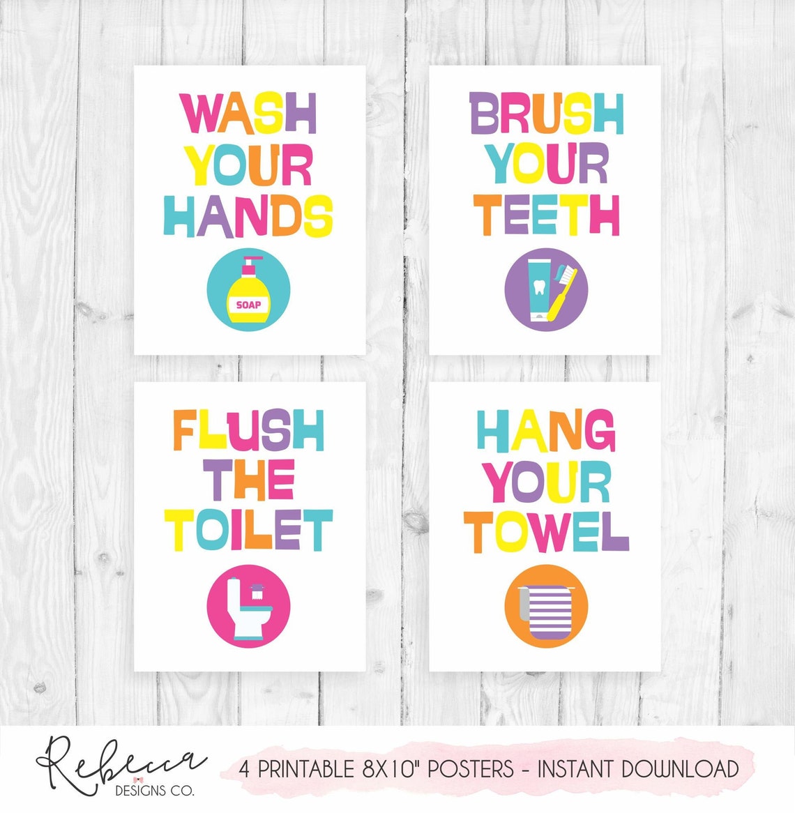 Girl Bathroom Decor Poster Printable Bathroom Rules Bathroom - Etsy
