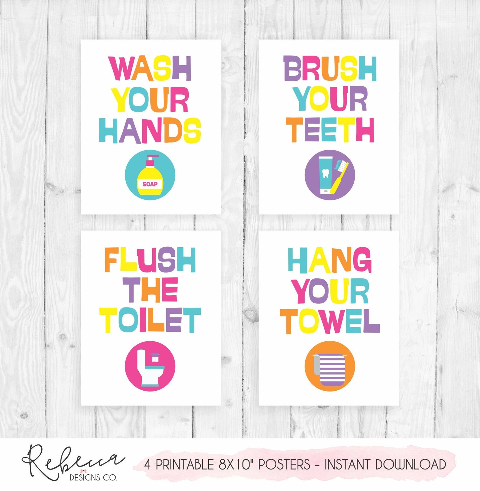 Girl Bathroom Decor Poster Printable Bathroom Rules Bathroom Art Prints ...