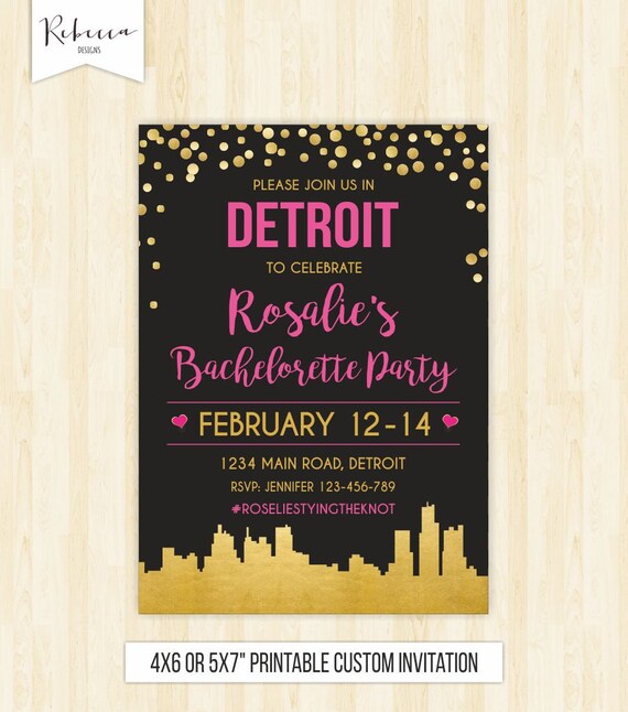 Detroit Bachelorette Weekend Invitation Detroit Bridal Shower | Etsy