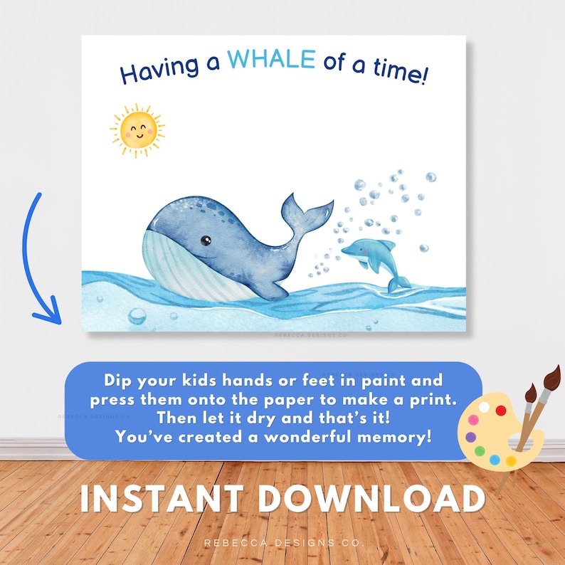 Whale Handprint Summer Craft Printable Summer Handprint Art Daycare ...