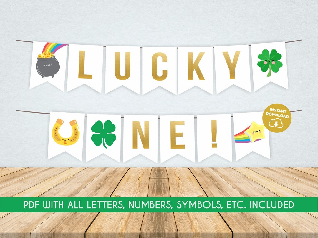Lucky One Bunting Flags Printable St Patricks Banner St Patricks ...