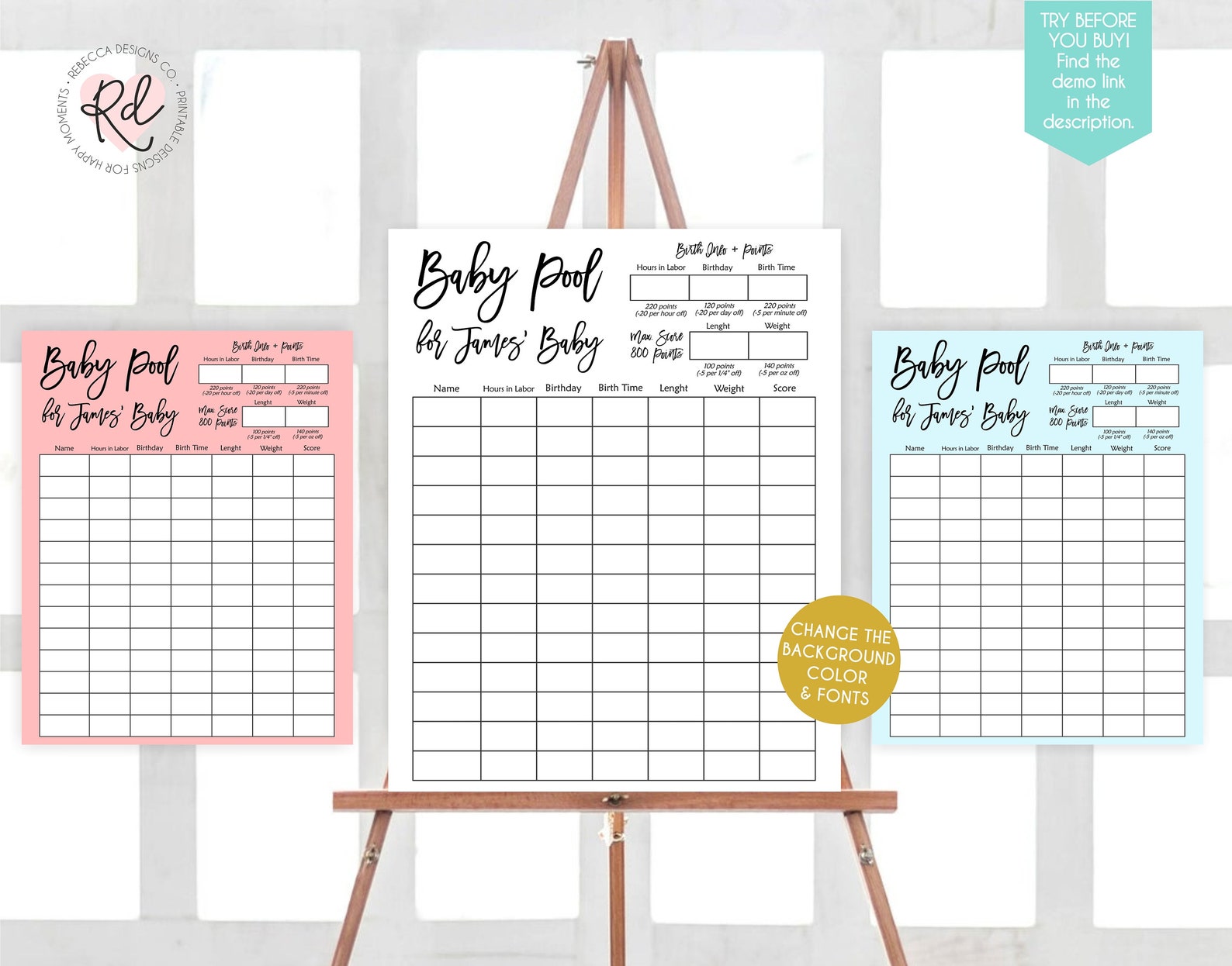Baby Shower Baby Pool Game Printable Baby Predictions Game Editable ...