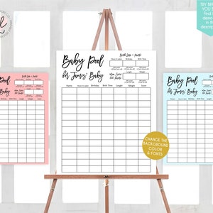Baby Shower Baby Pool Game Printable Baby Predictions Game Editable ...