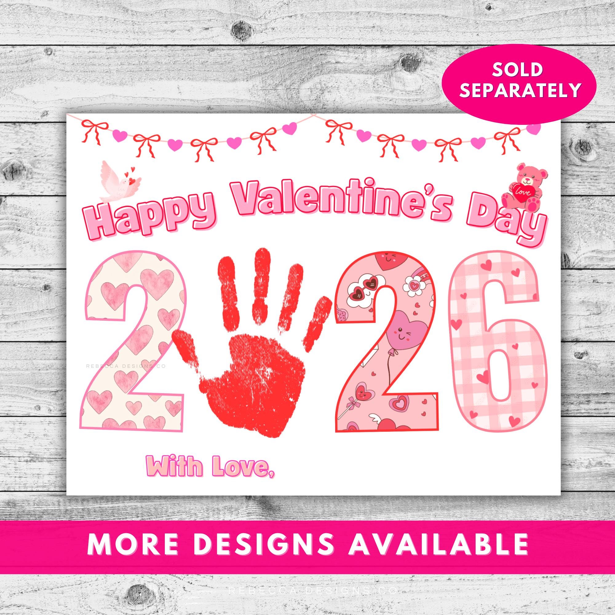 Valentine Handprint Craft for Kids Bear Poem Keepsake Printable ...