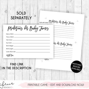 Baby Shower Baby Pool Game Printable Baby Predictions Game Editable ...