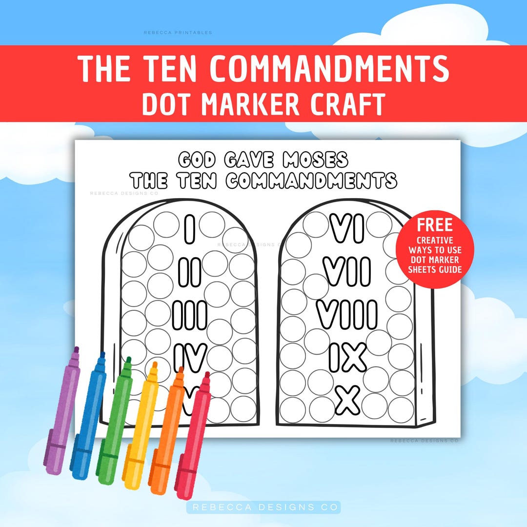 The Ten Commandments Dot Marker Page Moses Dot Marker Craft Sunday ...