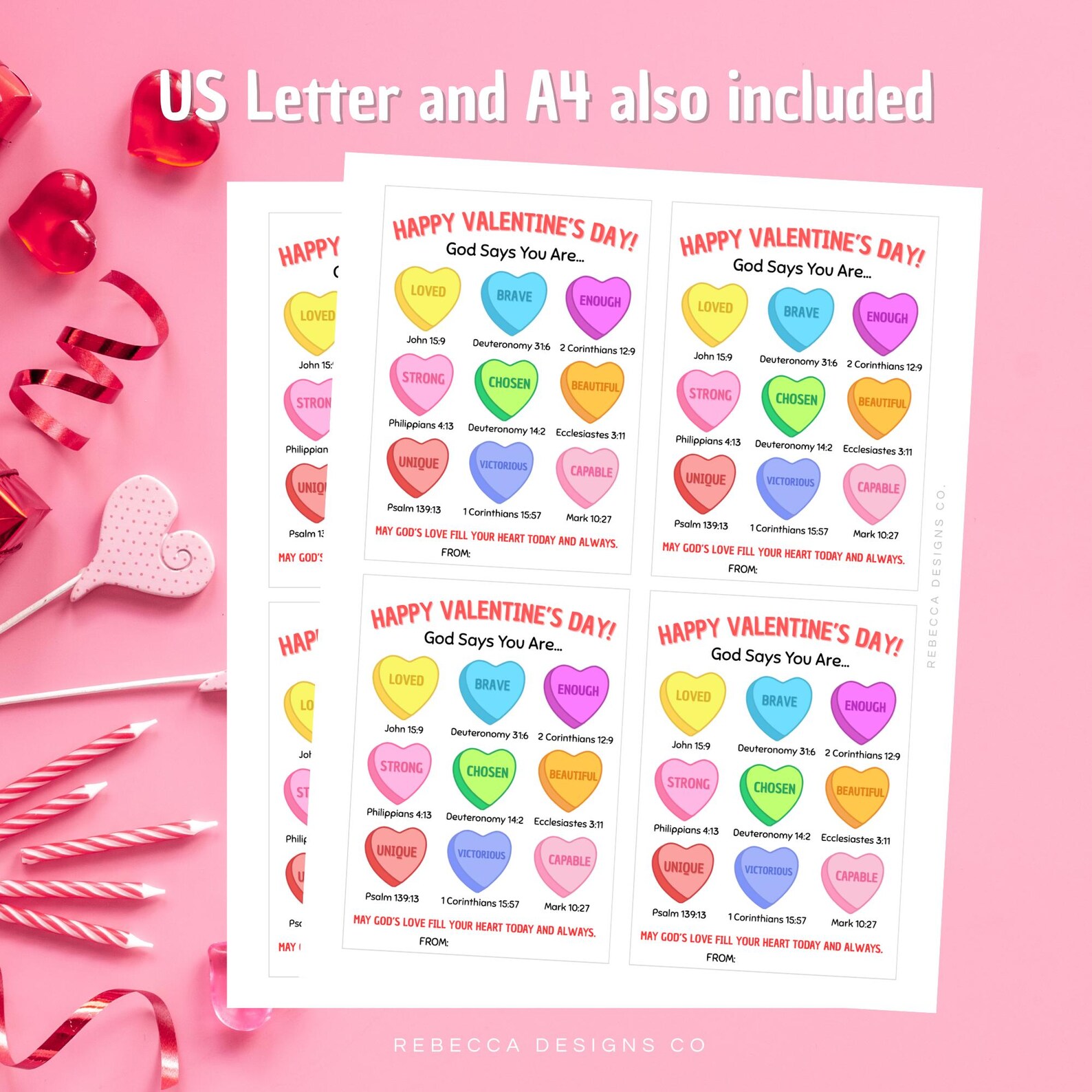 Valentine's Day Bible Verse Scripture Cards for Kids Church Valentines ...