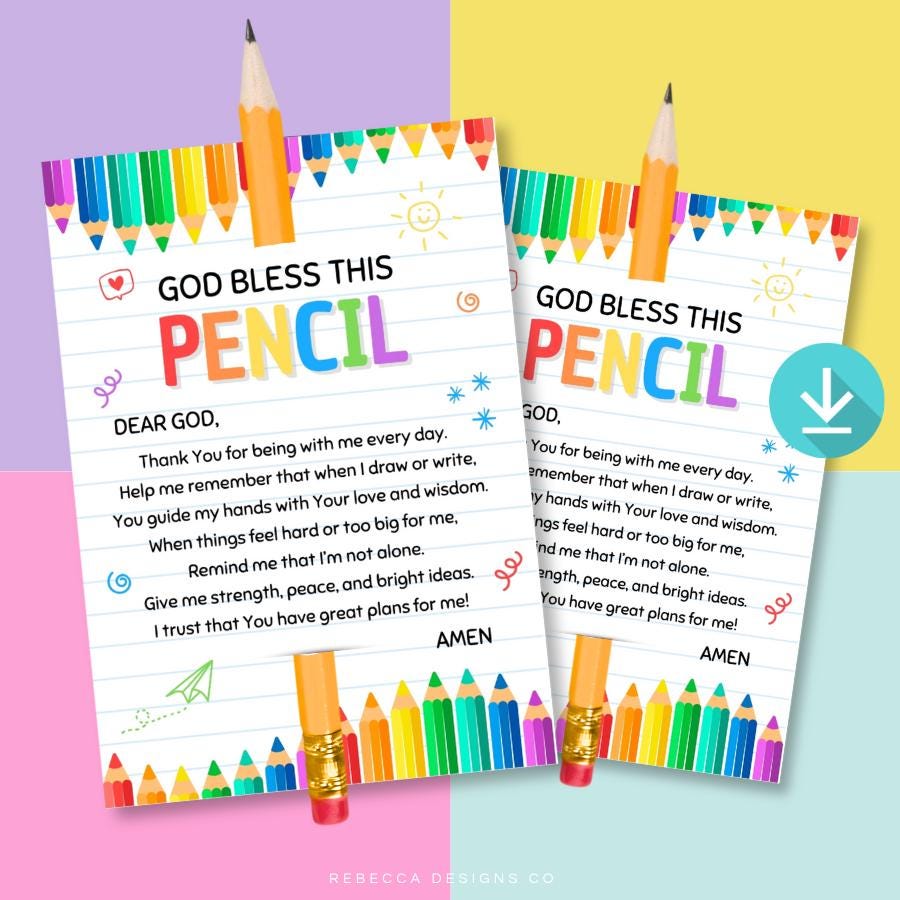 Pencil Prayer Tag Back to School Prayer Backpack Blessing Backpack ...