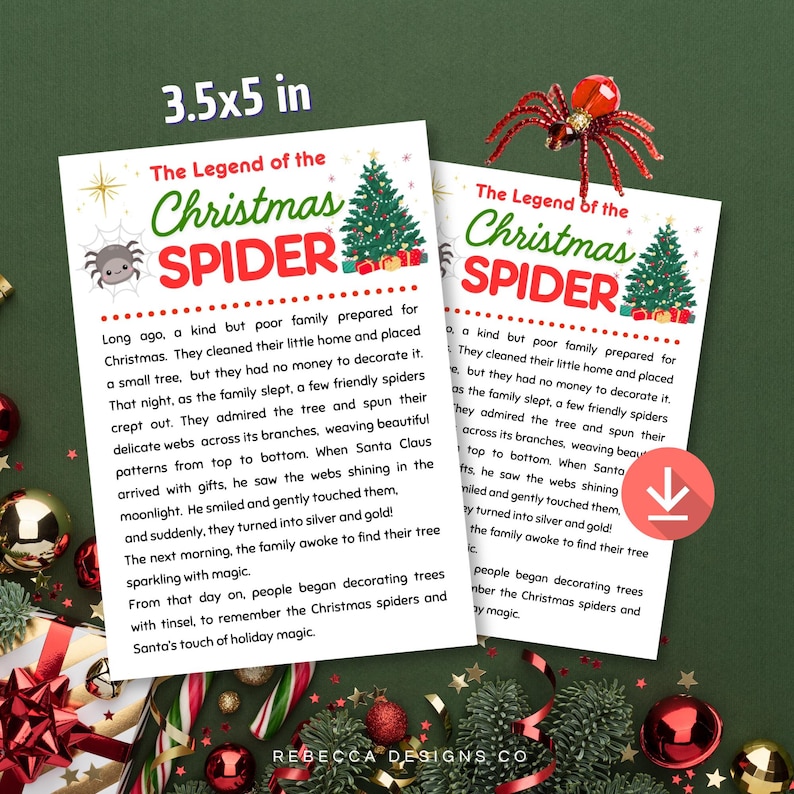Legend of the Christmas Spider Christmas Spider Tags Printable Cards ...
