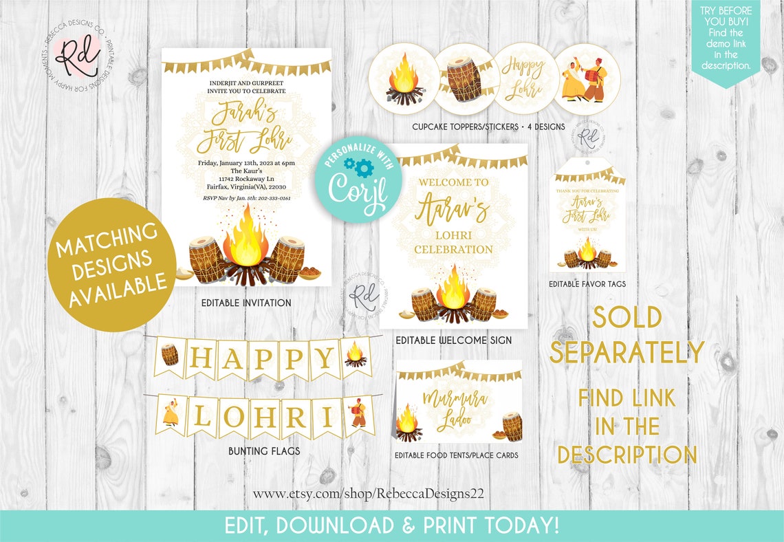 Lohri Stickers Lohri Cupcake Toppers Printable Lohri Favor Tags First ...