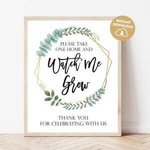 Watch Me Grow Sign Printable Succulent Favors Baby Shower Sign ...