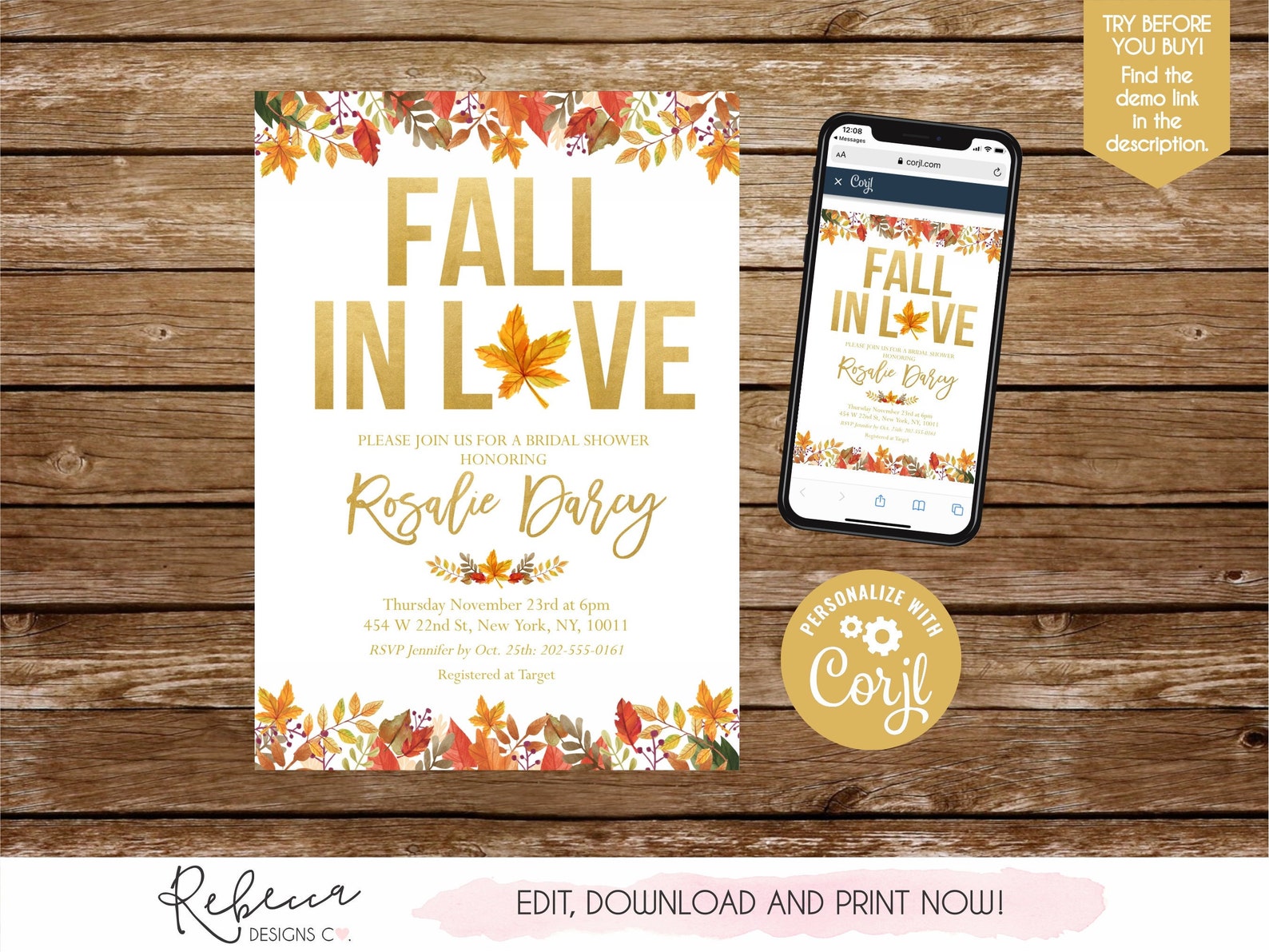 Fall in Love Bridal Shower Invitation Fall in Love Invitation - Etsy