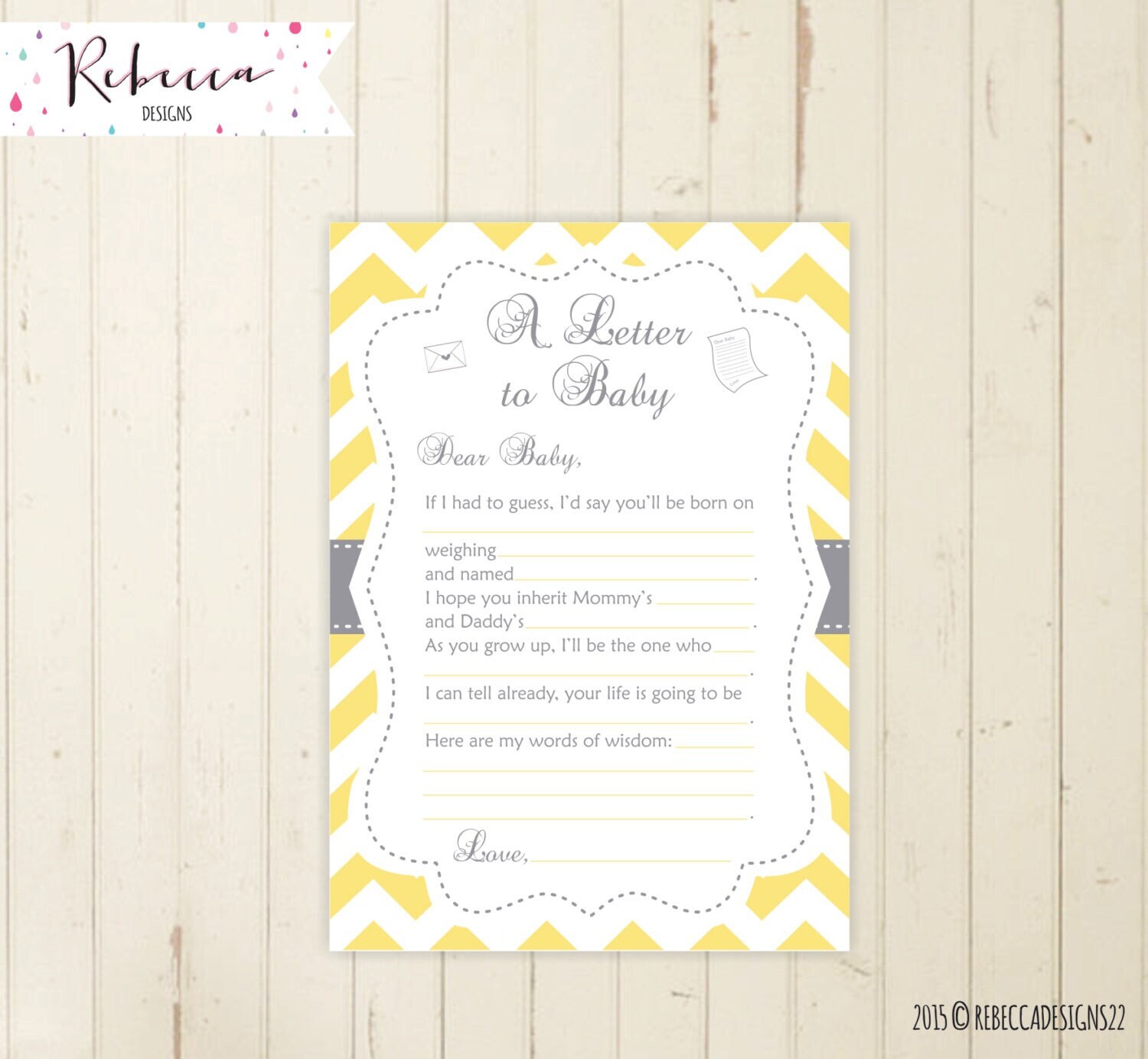 Mad Lib Baby Shower Game Baby Guesses Game Letter to Baby Game - Etsy