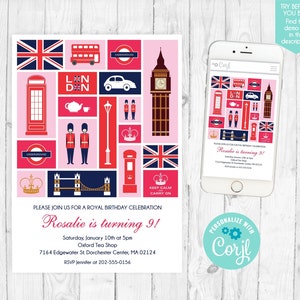London Birthday Party England Invitation London Invitation Template ...