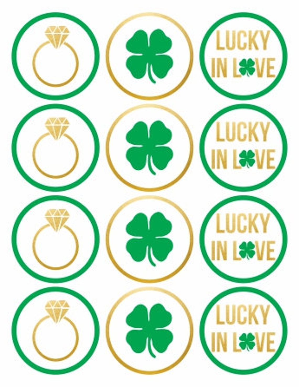 Lucky in love cupcake toppers printable st patricks toppers | Etsy