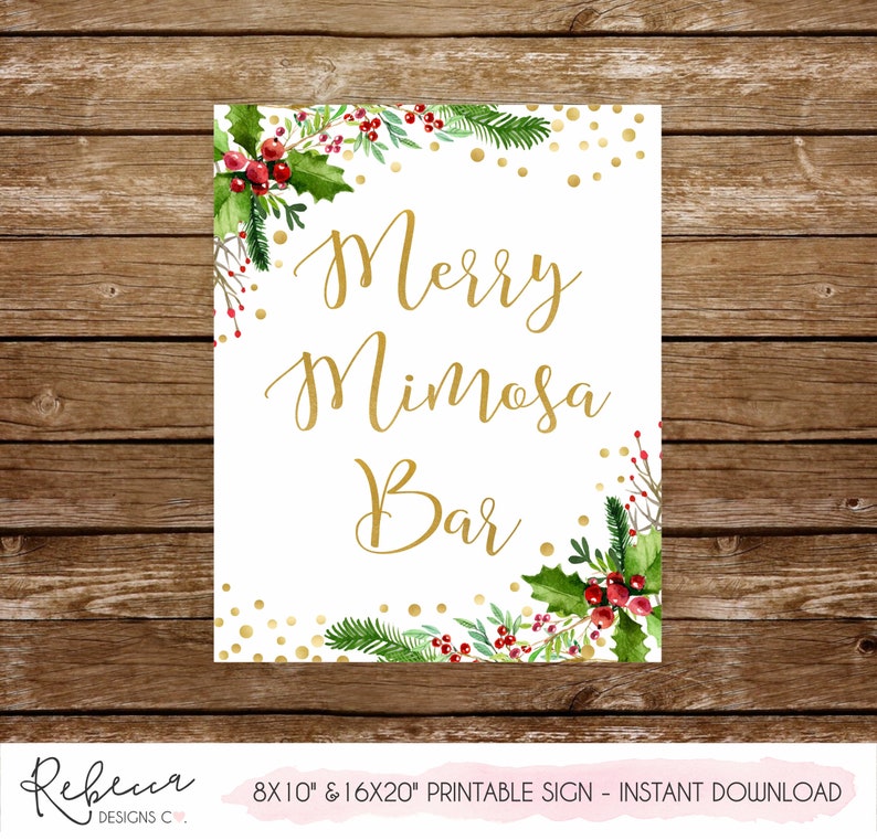 Merry Mimosa Bar Sign Christmas Mimosa Sign Printable Momosa - Etsy
