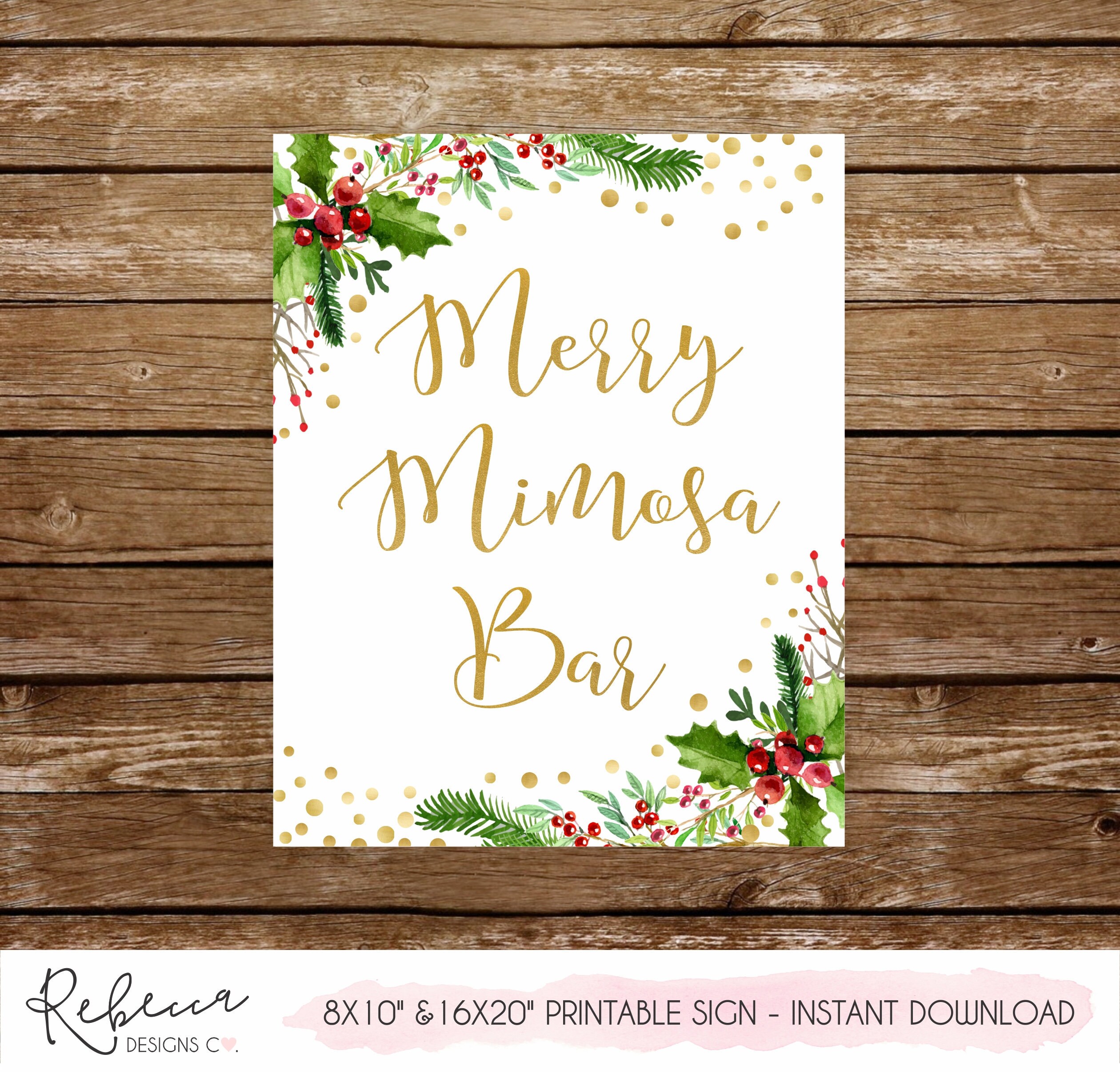 Merry Mimosa bar sign Christmas mimosa sign printable Momosa | Etsy