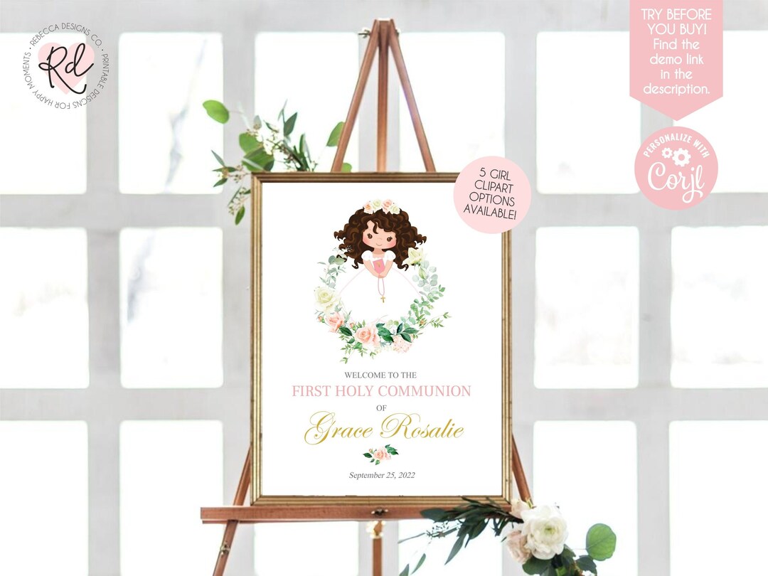 First Communion Sign Communion Decor Communion Welcome Sign Editable ...