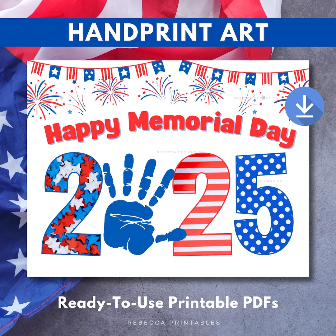 2025 Memorial Day Handprint Memorial Day Toddler Art Patriotic Kids ...
