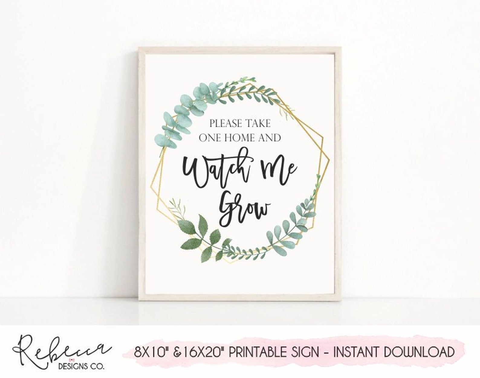 Watch Me Grow Sign Printable Succulent Favors Baby Shower Sign | Etsy