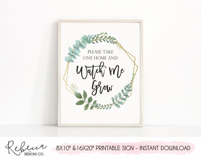 Watch Me Grow Sign Printable Succulent Favors Baby Shower Sign | Etsy