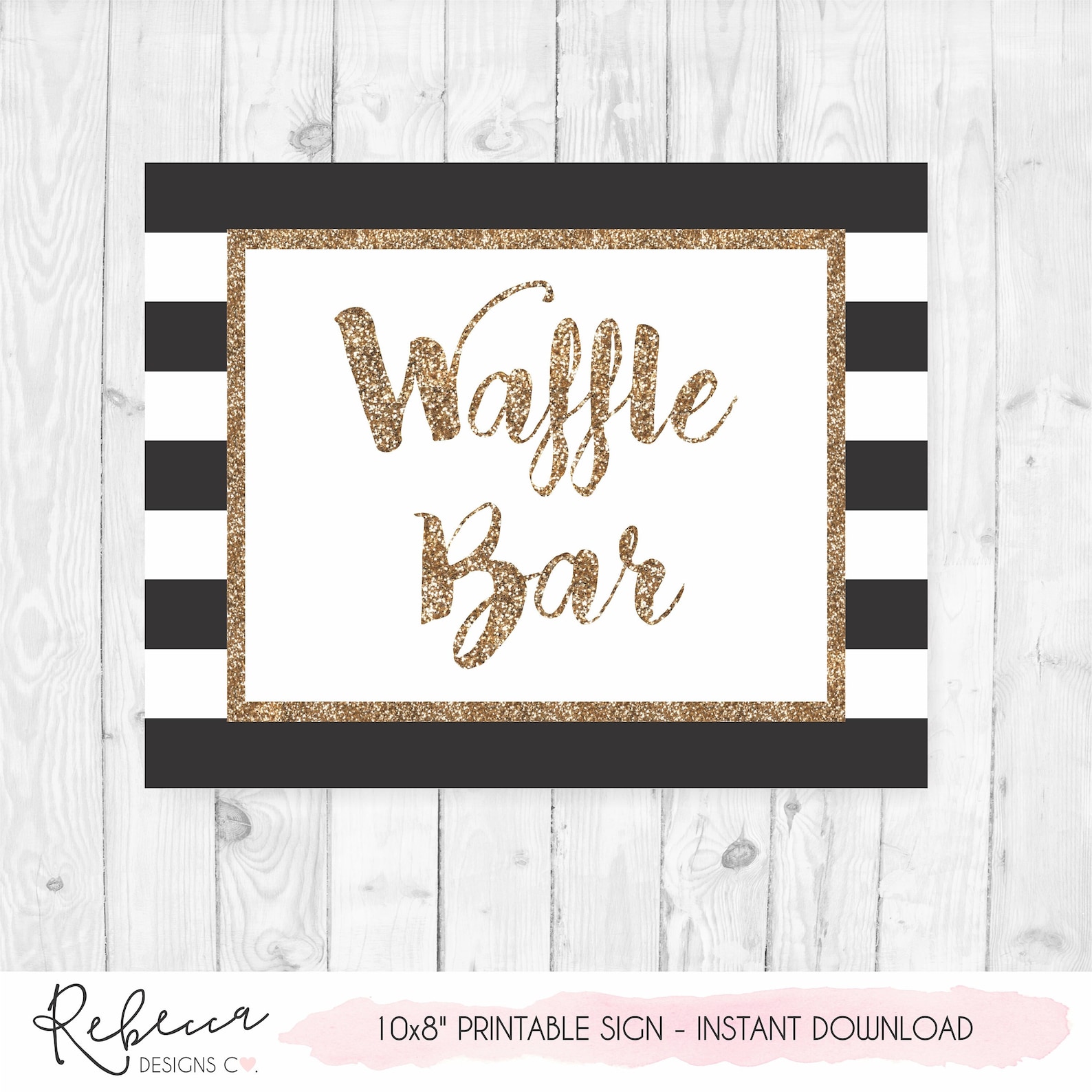 Waffle Bar Sign Printable Sign Waffle House Sign Black and - Etsy