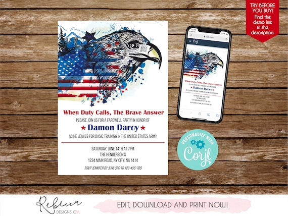 Going Away Military Invitation Deployment Party Army Going - Etsy