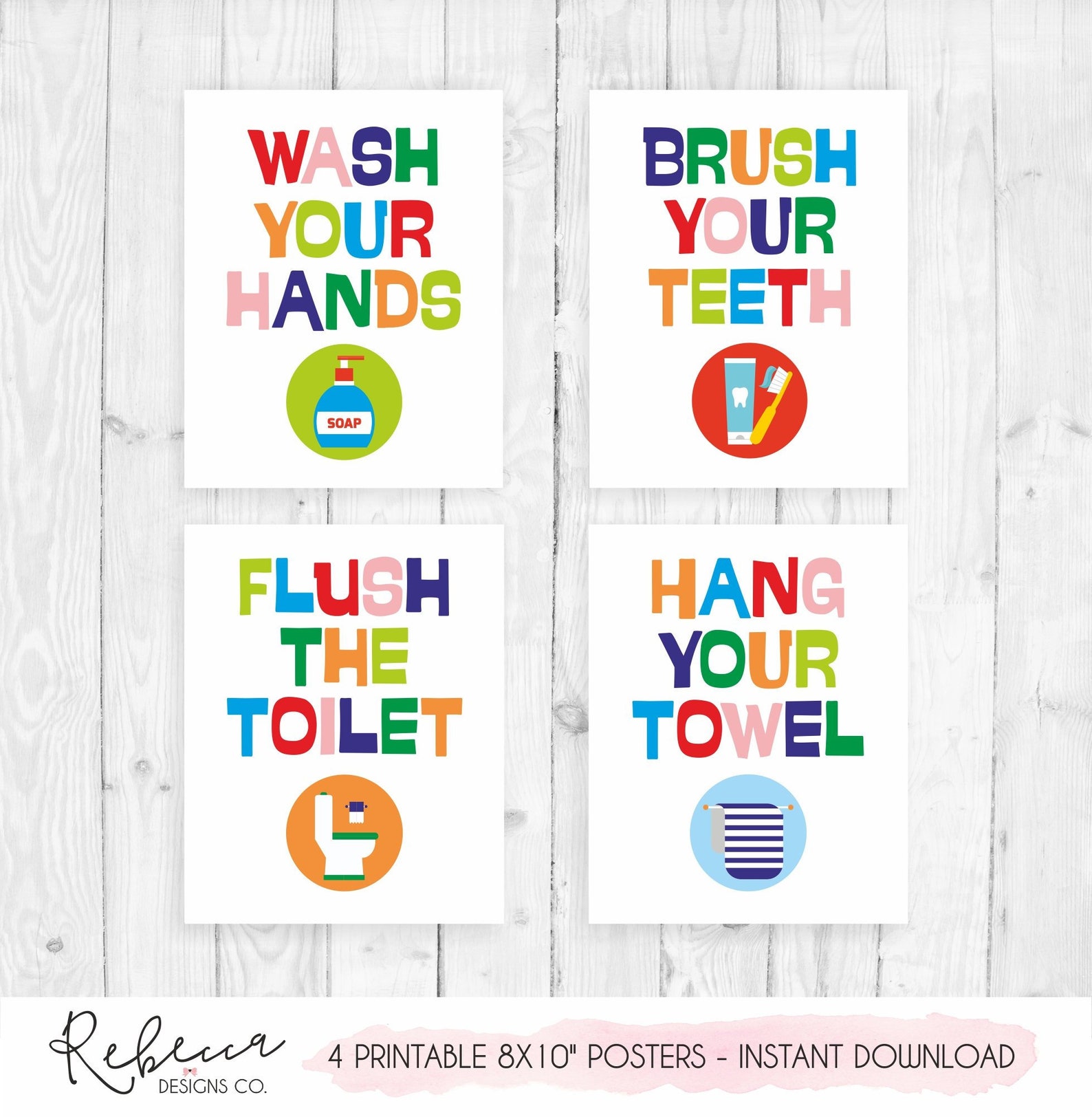 Kids Bathroom Decor Poster Printable Bathroom Rules Bathroom - Etsy
