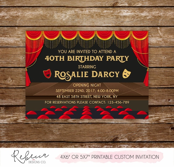 Broadway invitation broadway birthday invitation theatre invitation ...