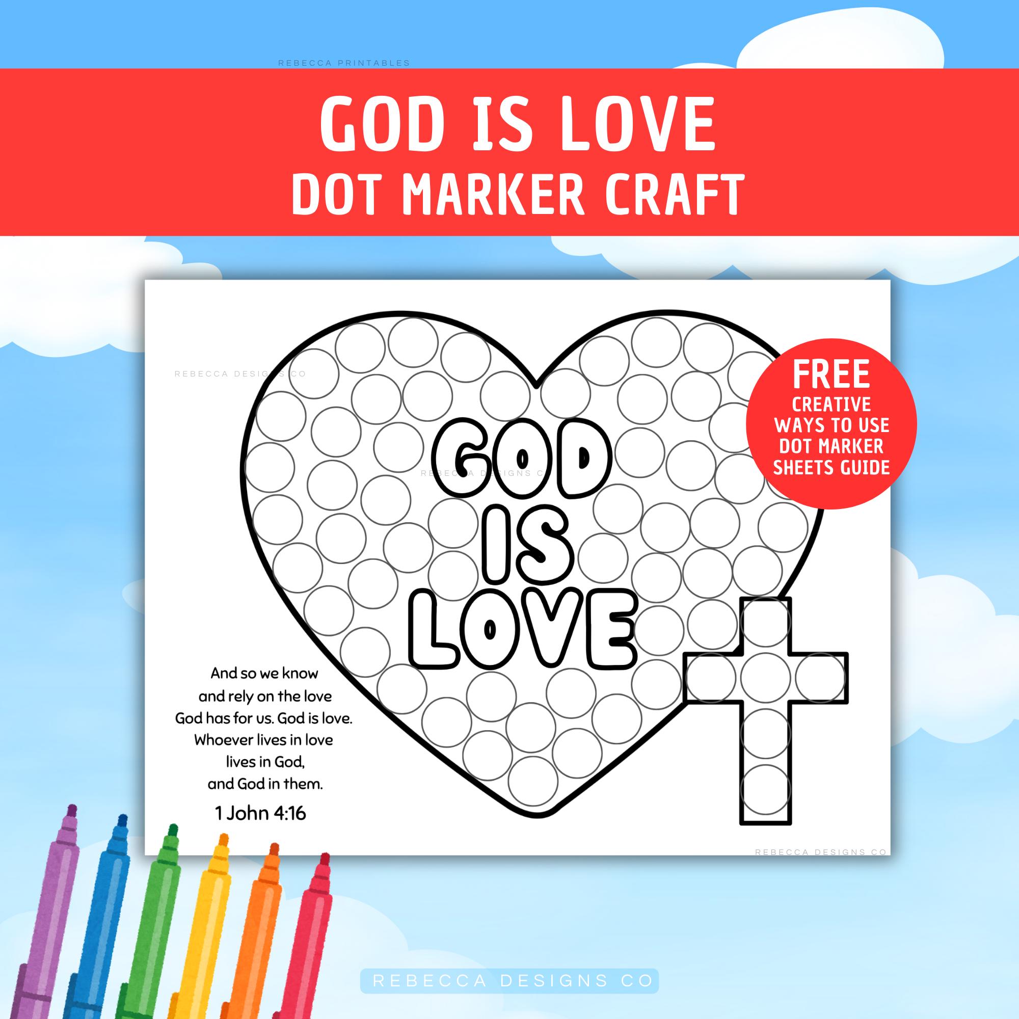 God is Love Dot Marker Printable Bible Verse Craft Valentine’s Day Dot ...