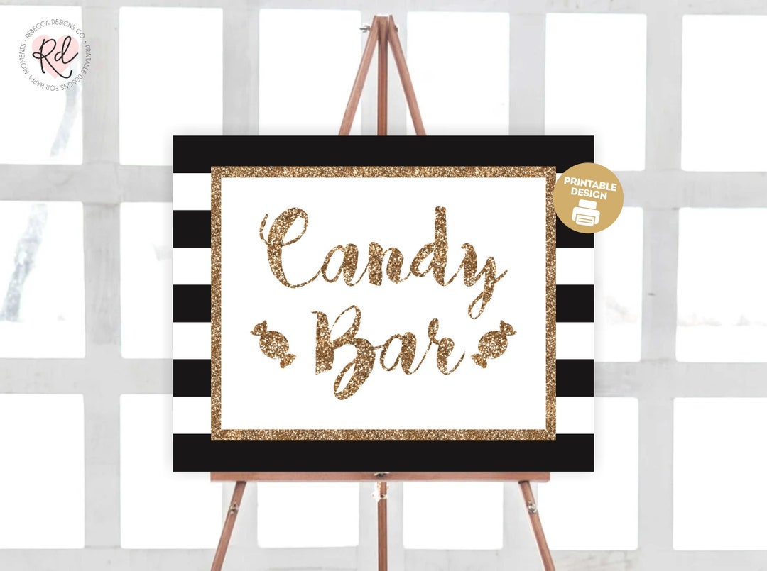 Candy Bar Schild Süßigkeiten Buffet Schild Schwarz Weiß Schild Gold ...