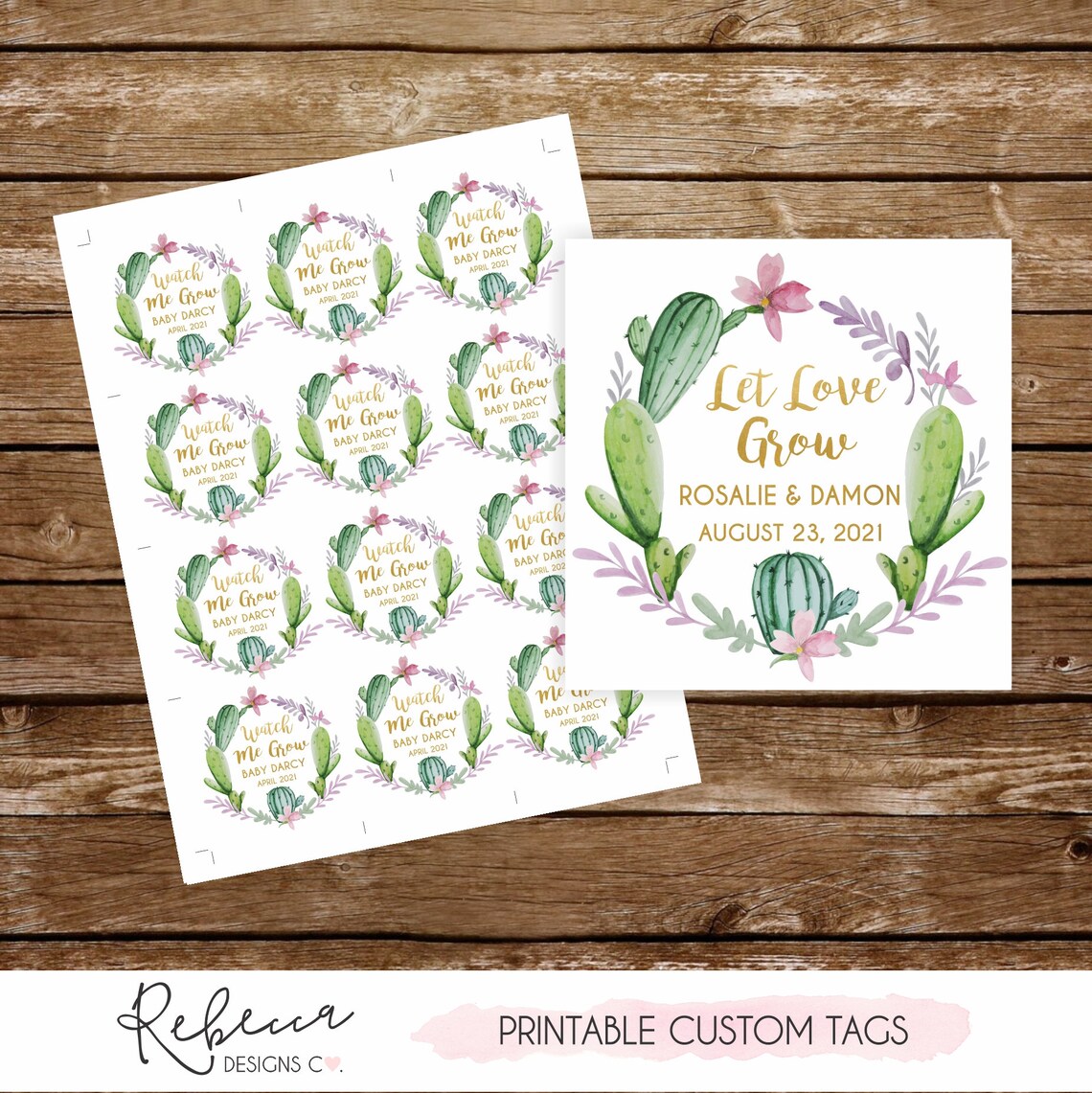 Let Love Grow Favor Tags Succulent Favor Tags Plants Favor | Etsy