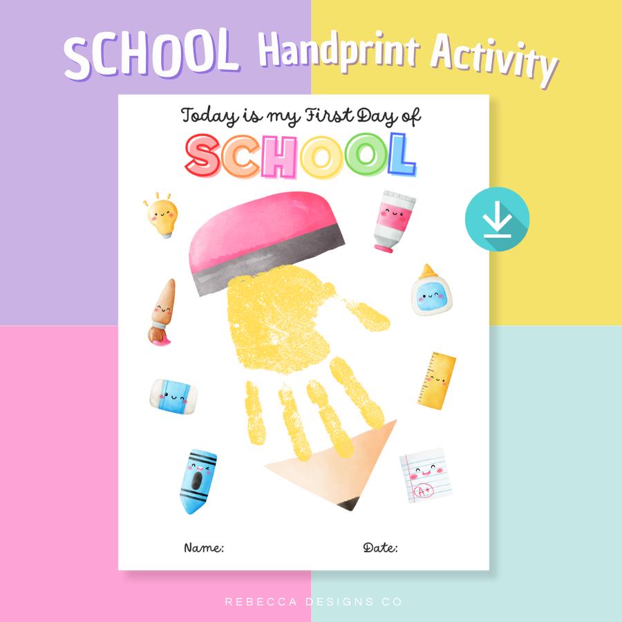 1st Day of School Handprint Craft First Day School Keepsake 1st Grade ...