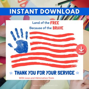 Veterans Day Craft Veterans Handprint USA Flag Soldier Gift Activity ...