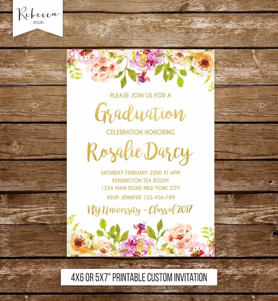 Girl graduation party invitation graduation invite floral invitation ...