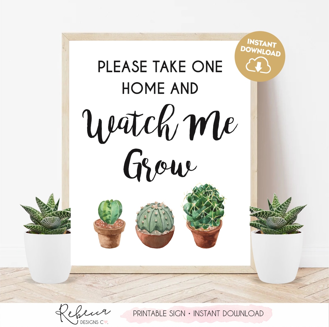 Watch Me Grow Sign Printable Succulent Favors Baby Shower Sign - Etsy