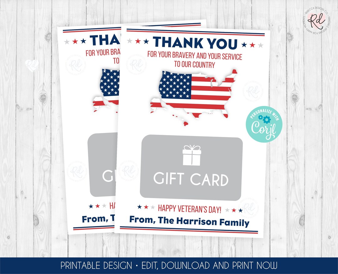 Veteran Gift Veteran Day Gift Veteran Appreciation Gift Card Holder ...