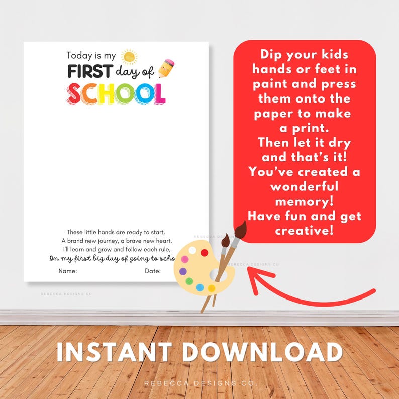 First Day of School Handprint Craft 1st Day School Poem 1st Grade ...