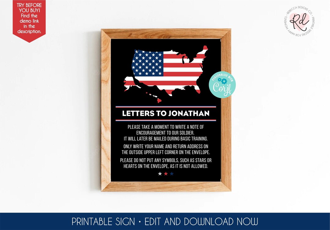 Letters to Our Soldier Sign Basic Training Farewell Party Military ...