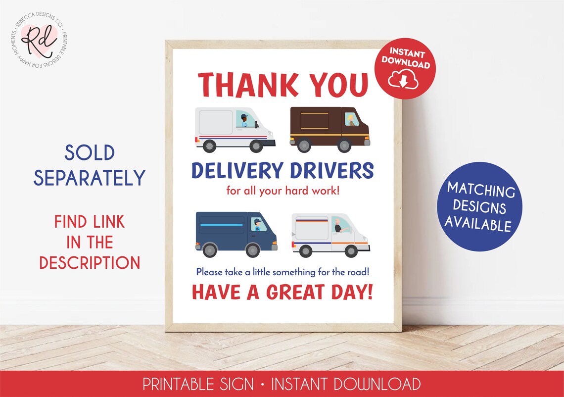 Delivery Driver Thank You Christmas Sign Snack & Drink Sign Holidays ...