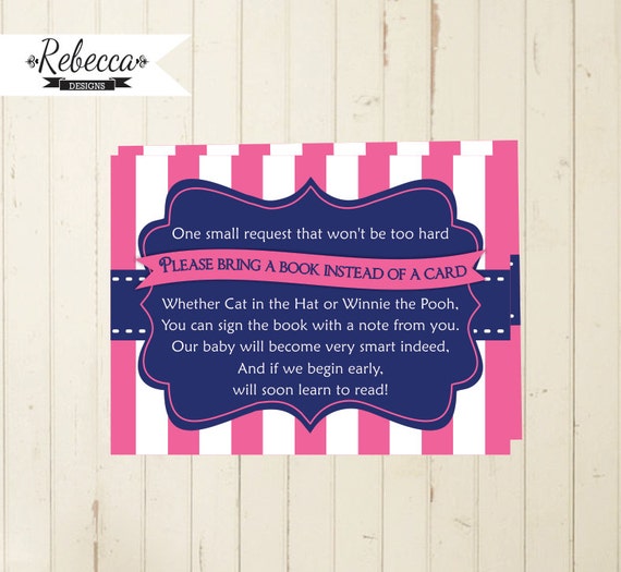 Navy bring a book printable bring a book card bring a book | Etsy