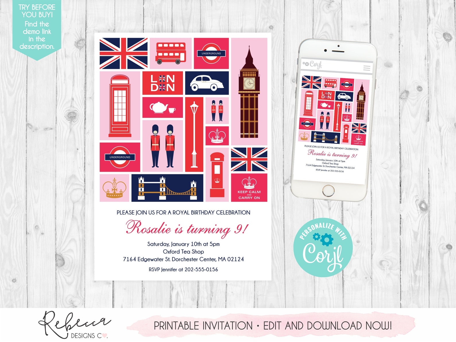 London Birthday Party England Invitation London Invitation - Etsy