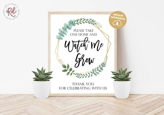 Watch Me Grow Sign Printable Succulent Favors Baby Shower Sign - Etsy