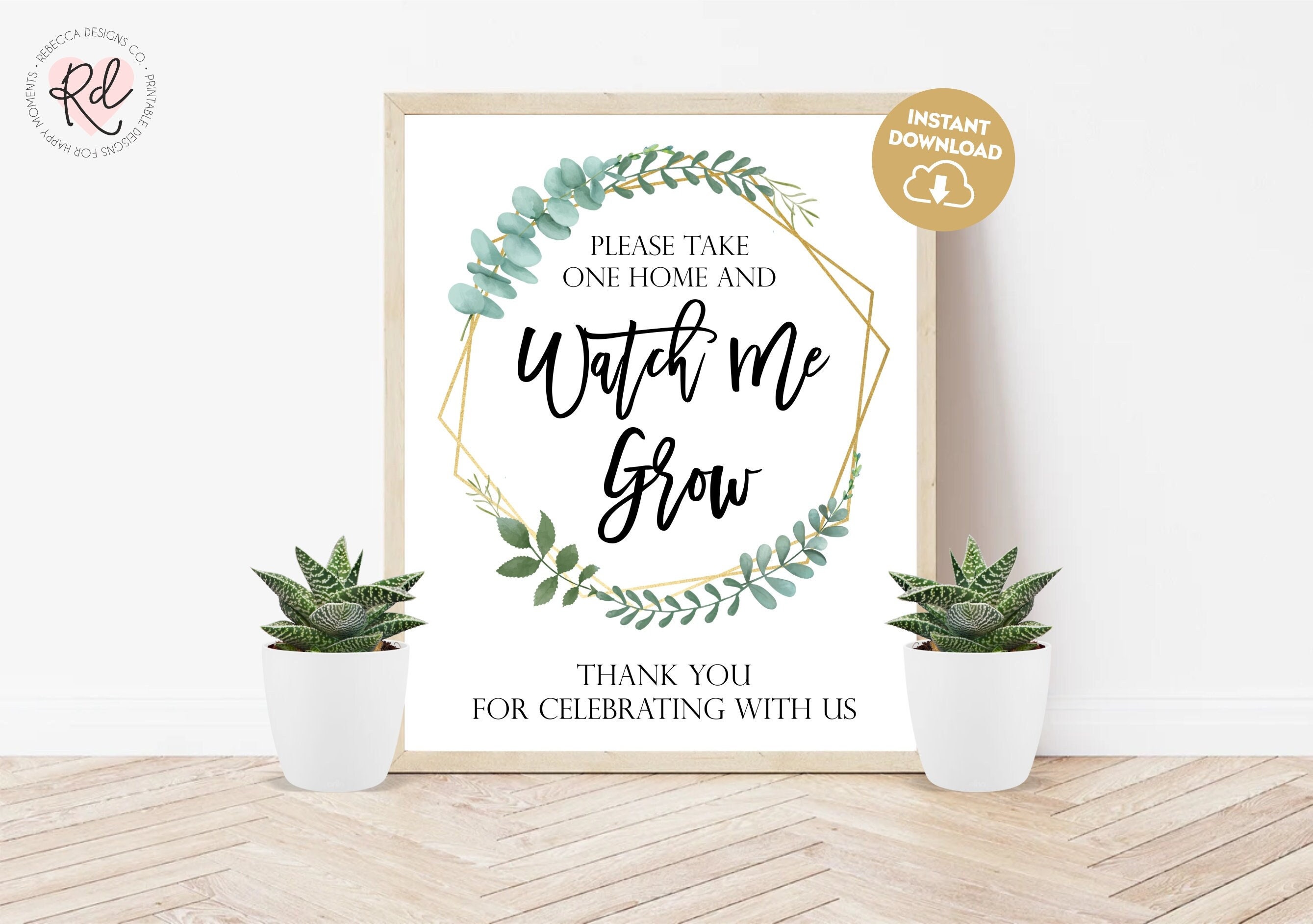 Watch Me Grow Sign Printable Succulent Favors Baby Shower Sign ...