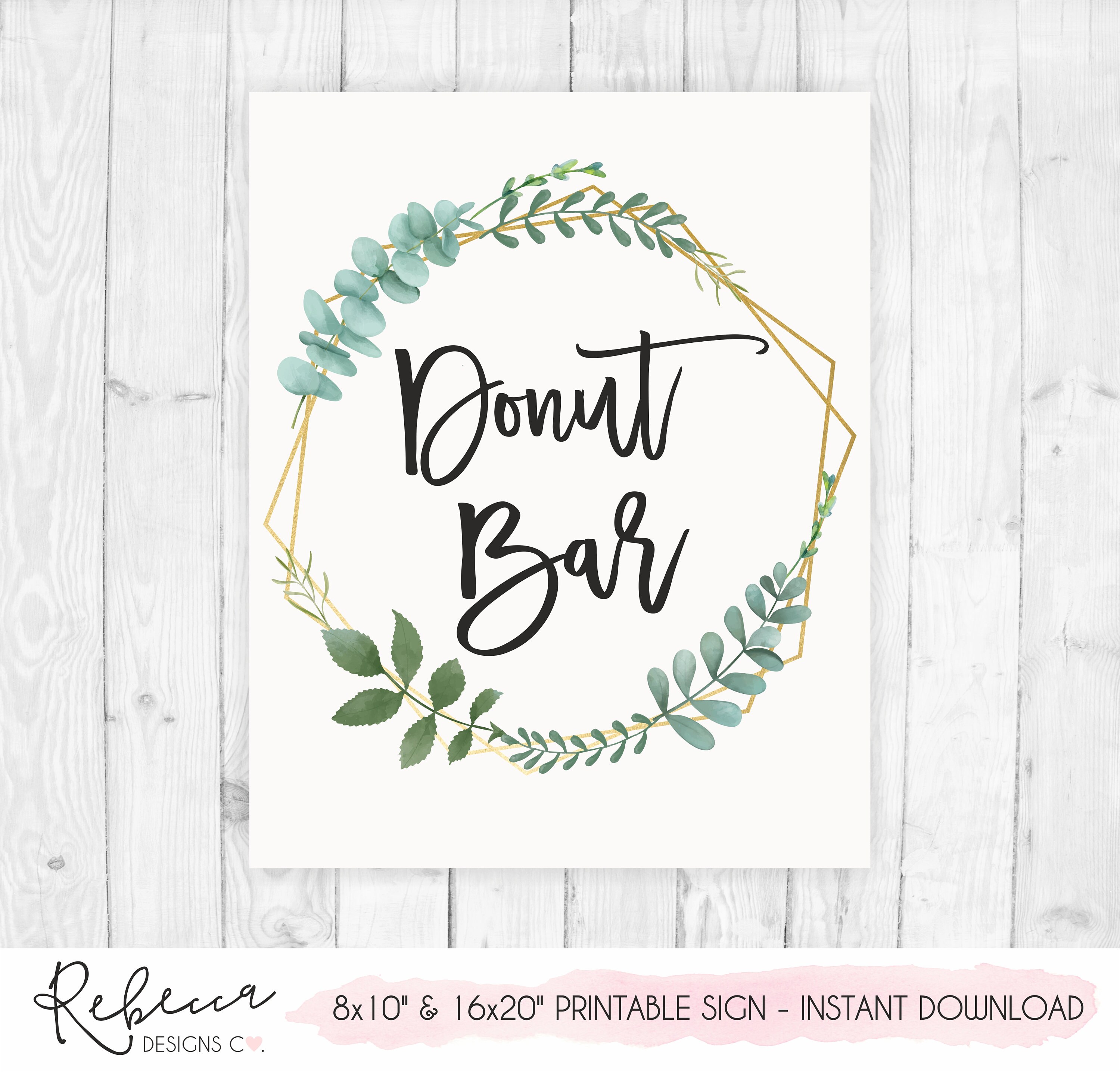 Donut Bar Sign Printable Donuts Sign Wedding Sign Greenery - Etsy UK