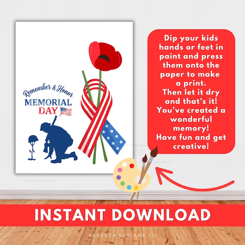 Memorial Day Handprint Craft Memorial Day 2026 Toddler Craft Memorial