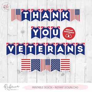 Thank You Veterans Banner Printable Happy Veterans Day Banner Veterans ...