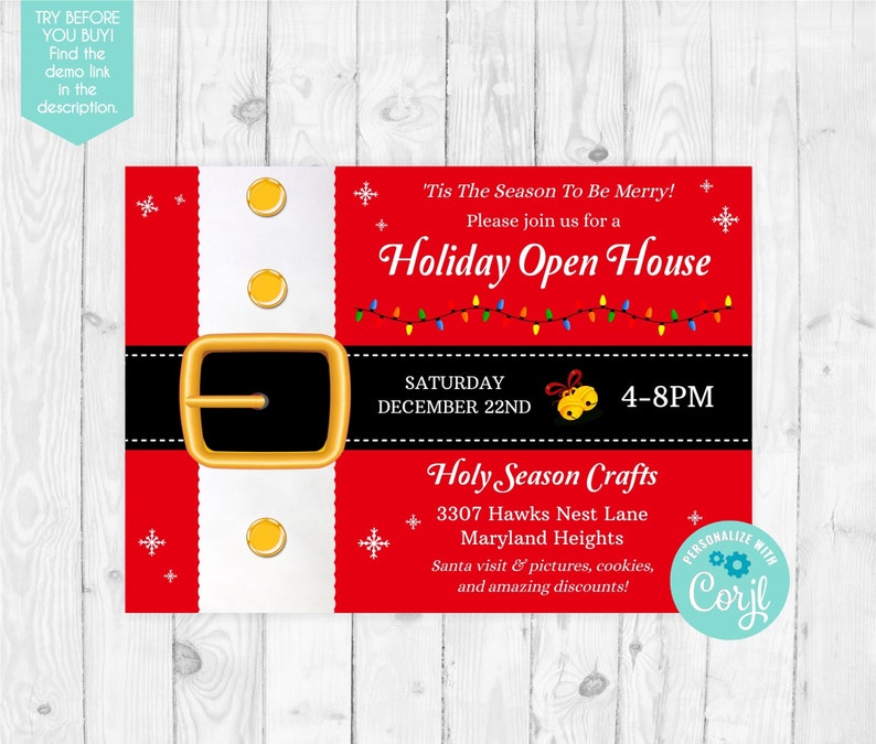 Christmas Open House Template Invitation Christmas Flyer - Etsy