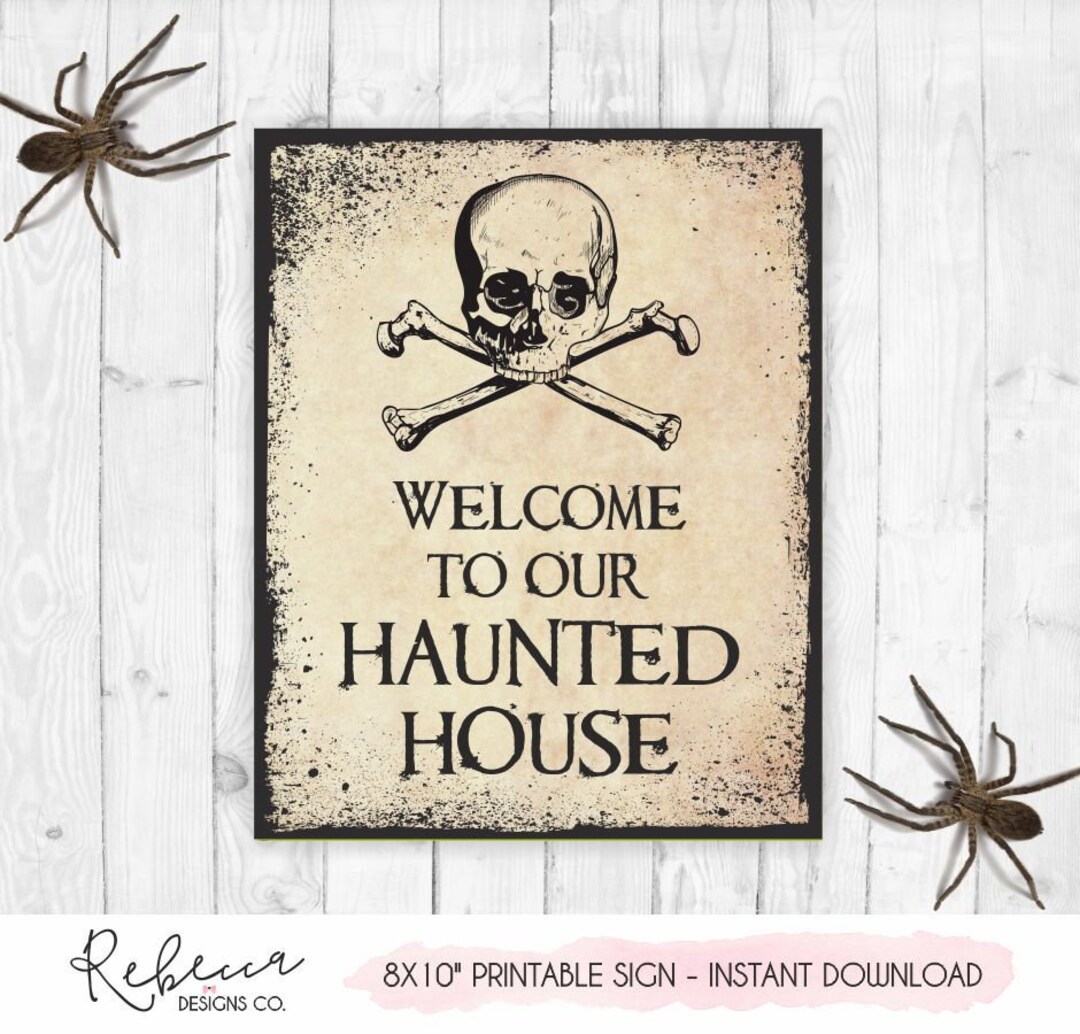 Haunted House Sign Printable Halloween Welcome Sign Door Sign Halloween ...