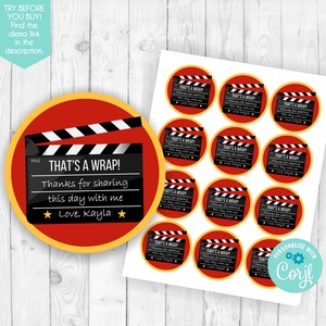 Clapboard Tags Movie Party Favortags Red Carpet Tags Printable Movie ...